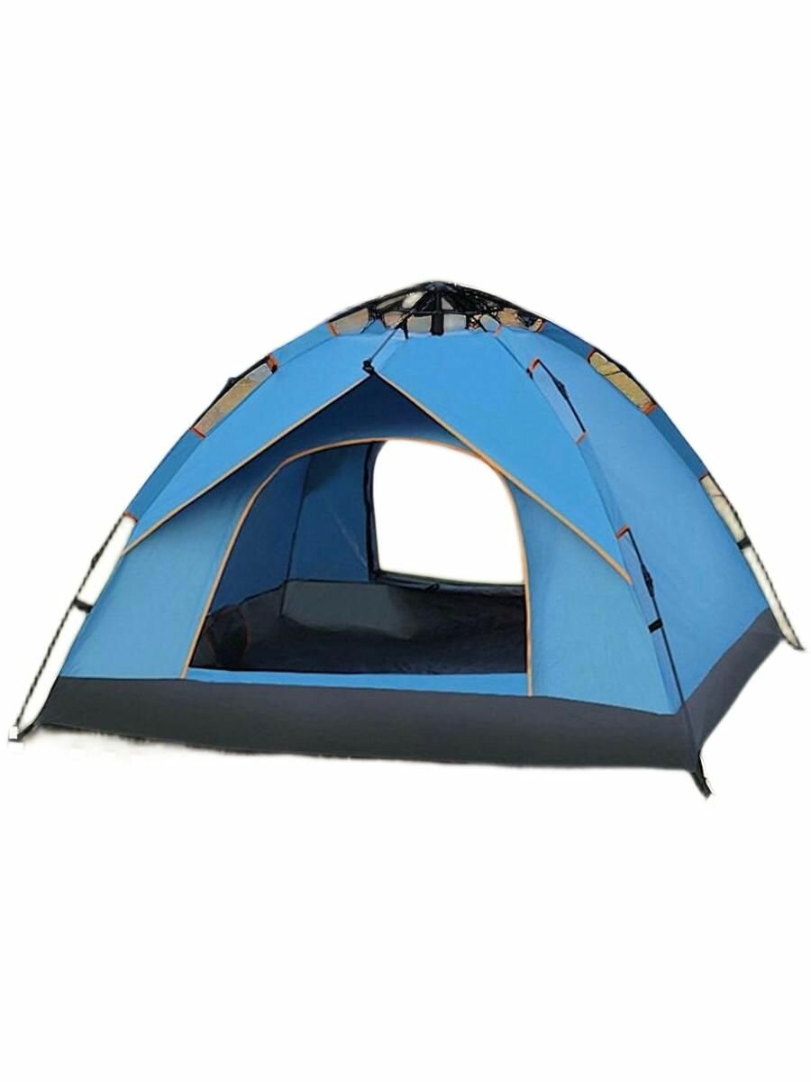 Автоматическая палатка 4-х местная, тент самораскладывающийся синий цвет 210х210х150 см