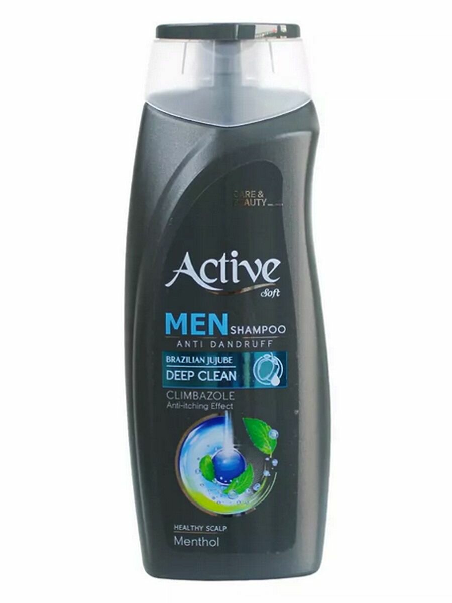 Шампунь Active "Care Beauty", мужской, против перхоти, с климбазолом и ментолом, 350 мл