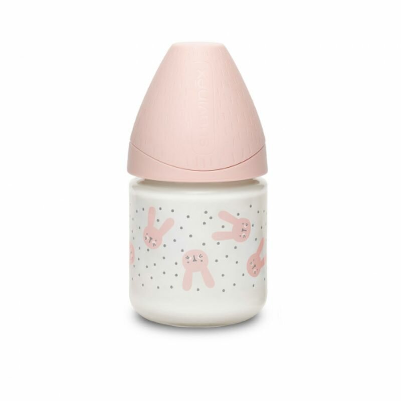 Совинекс Хюьгге Бэби Бутылка Для Кормления С Круглой Силикиновой Соской Розовый С Точками 120Мл