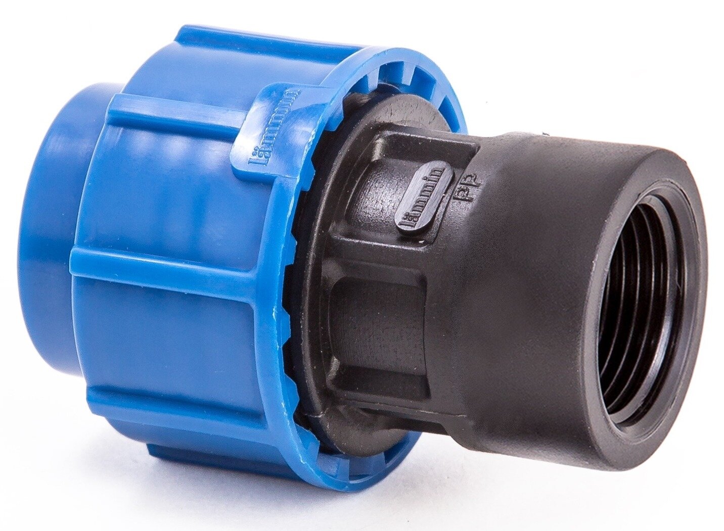 Муфта компрессионная Lammin / Ламмин переходная, для ПНД труб, с внутренней резьбой, из полипропилена, синяя, диаметр подключения 20мм, резьба 1/2дюйма / фитинги