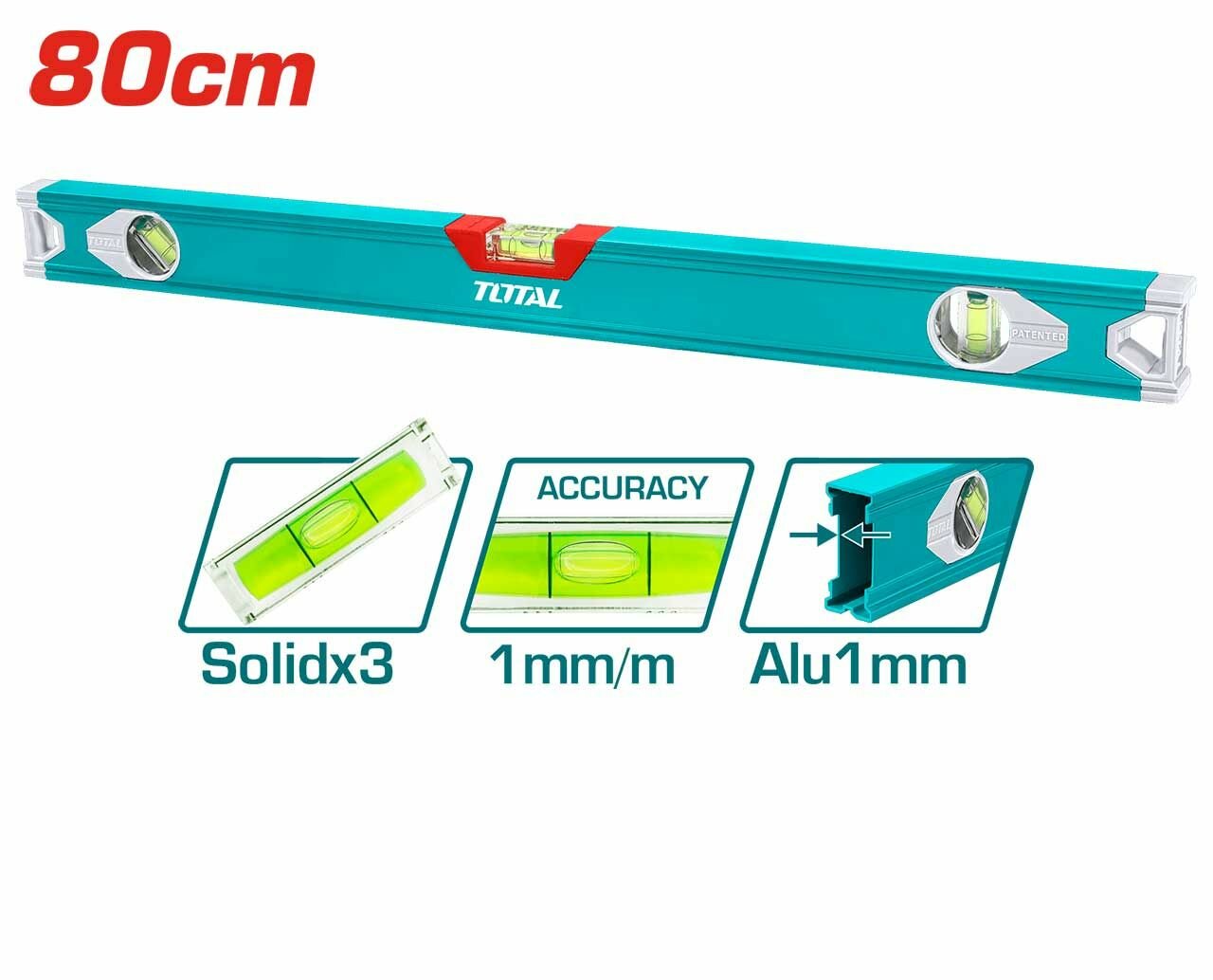 Уровень строительный TOTAL TMT28016, алюминиевый, длина 800мм