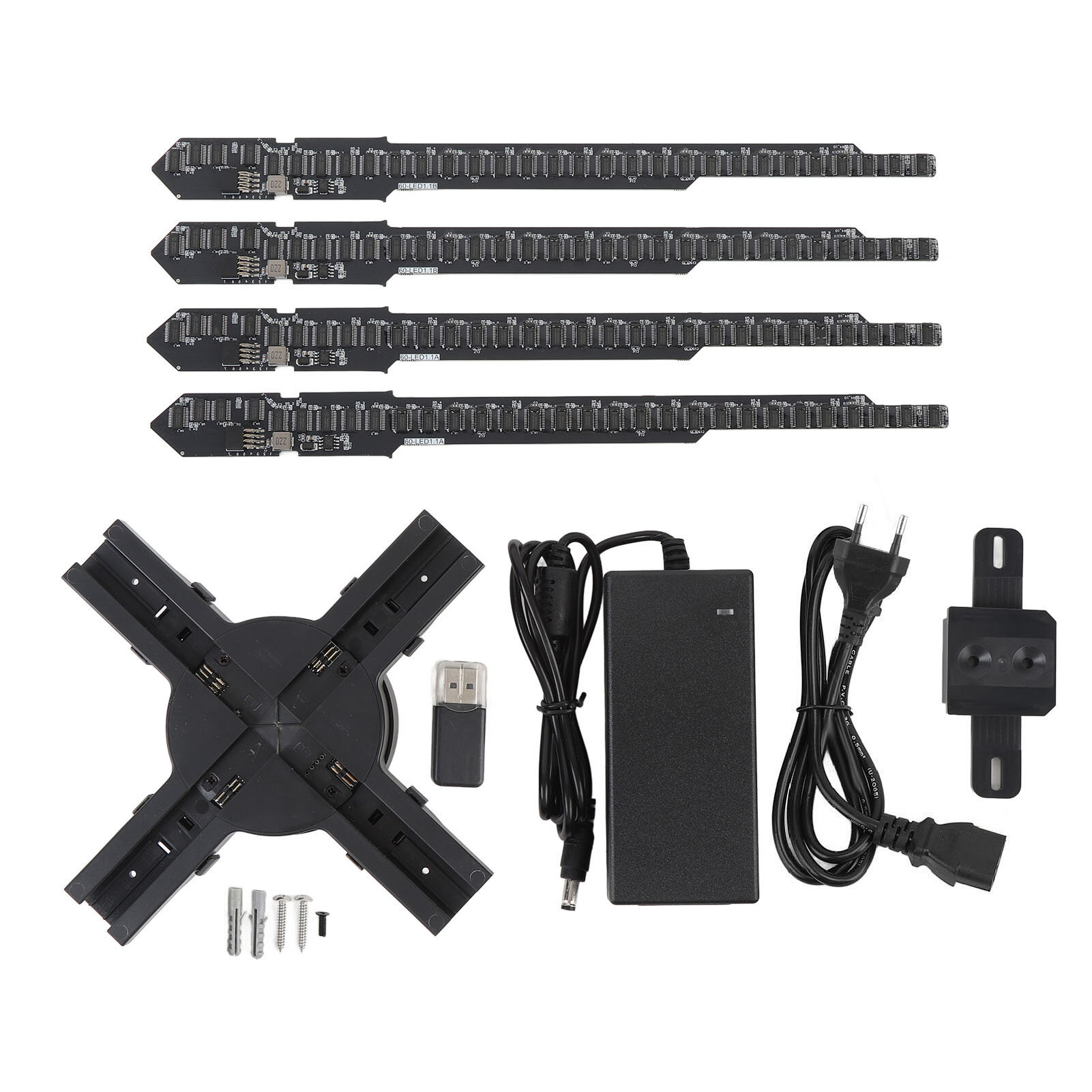 3D голографический вентилятор 60 см, 4 лопасти, разрешение 645x1400P, 645 светодиодов, управление с ПК и мобильного приложения, голографический проектор, рекламный дисплей для бизнеса и магазина, вилка европейского стандарта.