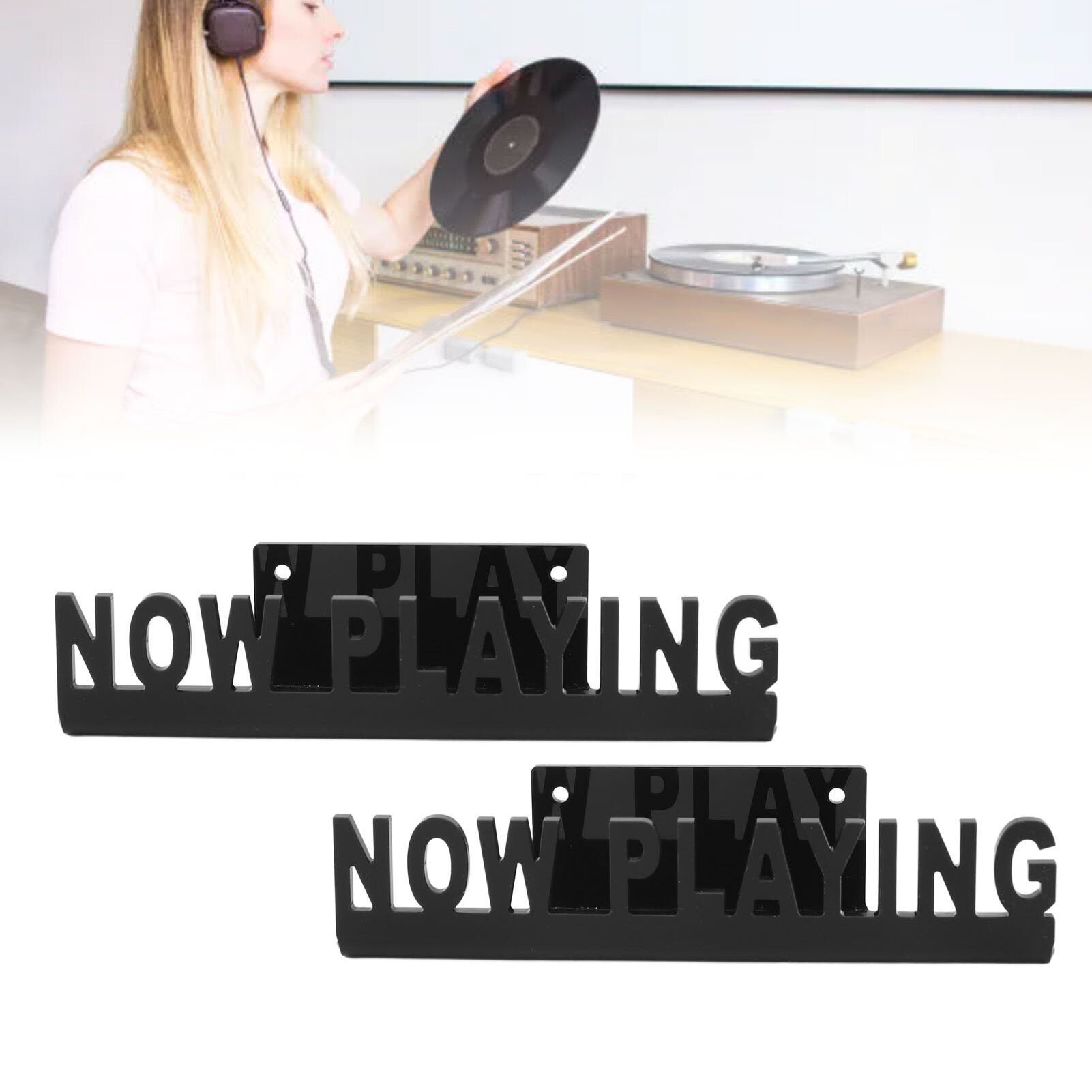 2PCS Подставка для виниловых пластинок Now Playing настенная акриловая полка для дисков пластинок плавающая полка для обложек альбомов черный