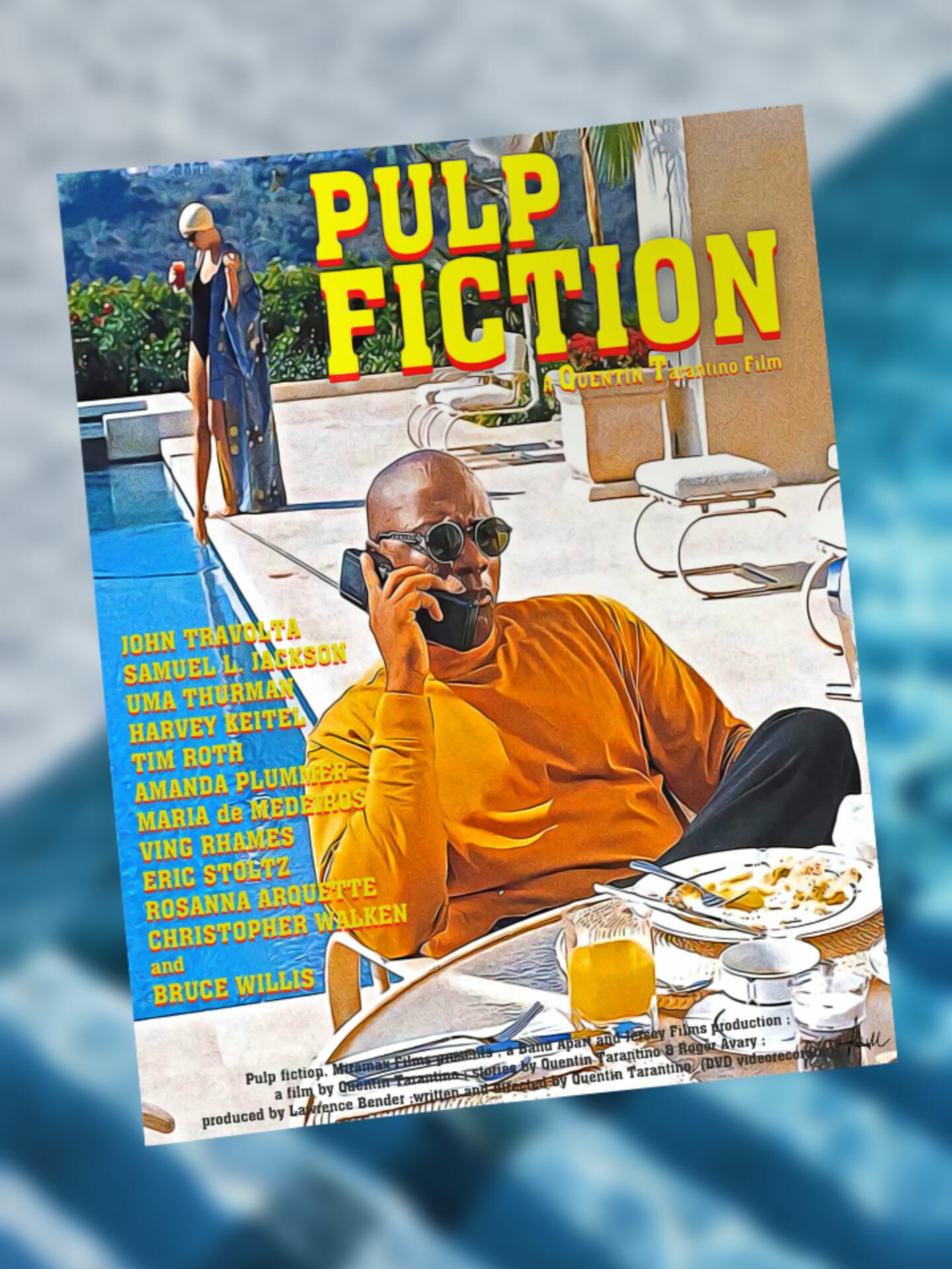 Постер pinterest "Криминальное чтиво (бассейн)", 29х42, А3, глянцевый