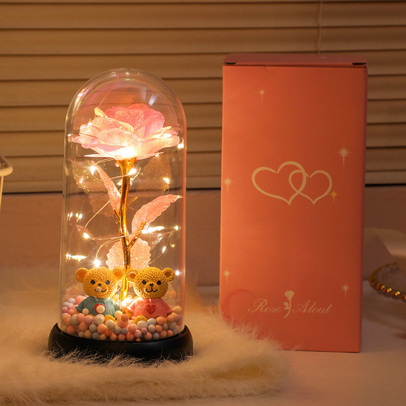 Вечная роза в колбе с подсветкой вечная, цветок, ночник, подарок на годовщину свадьбы, девушке, любимой жене, мама