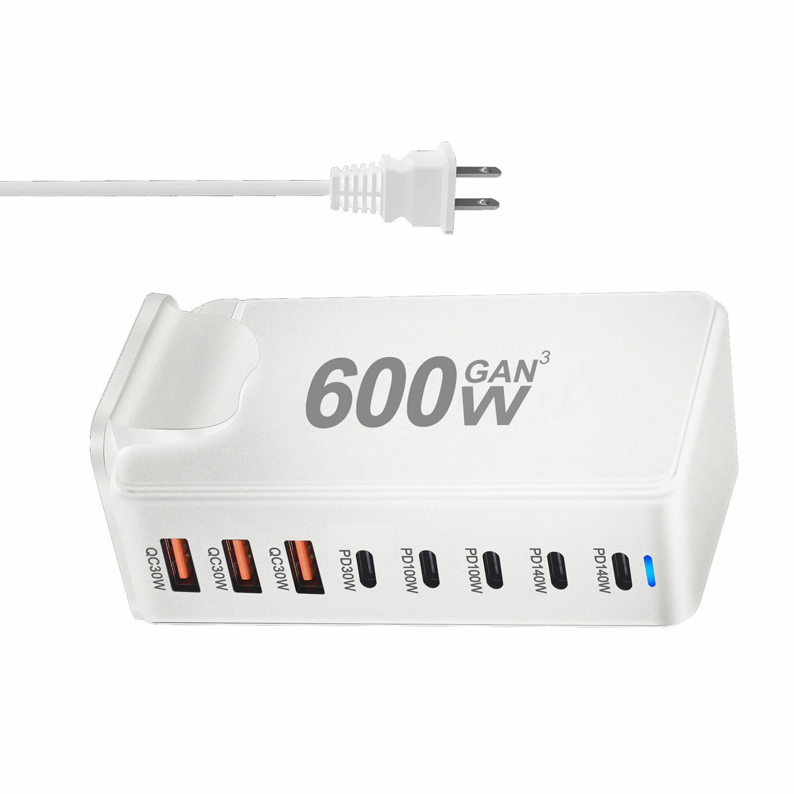 Контроллер питания USB c мощностью 600 Вт, 8 портов, Быстрая зарядка для смартфонов, 8 портов