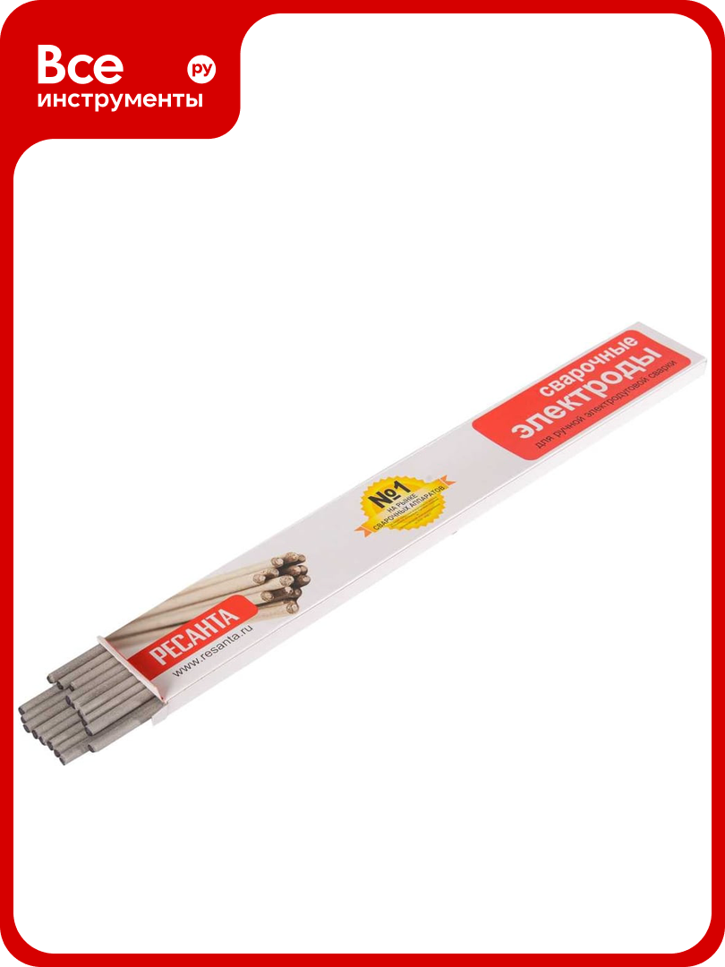 Электрод МР-3 Ресанта с рутиловым покрытием, тип Э46, предназначен для ручной дуговой сварки углеродистых сталей