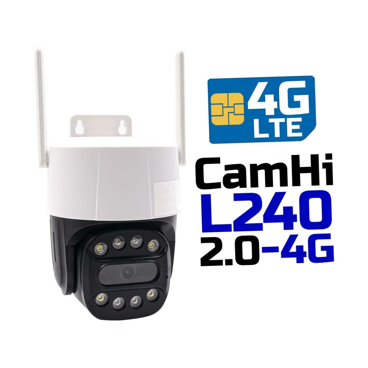 Уличное видеонаблюдение для дома IP камера 3Mp с 4G-SIM Cam-Hi 2.0-4G (L-240) (I30638APD) - СИМ карта, датчик движения, поворот 350гр, громкая сирен