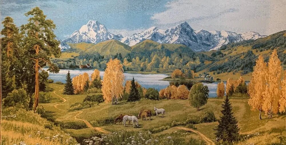 Панно гобеленовое на стену "Бабье лето", 120х70 см / Гобелен