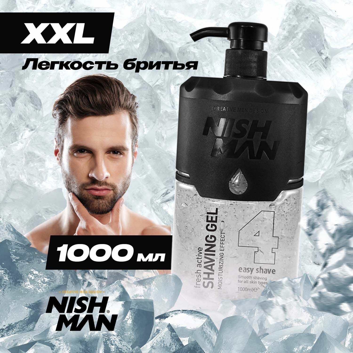NISHMAN Гель для бритья мужской Easy Shave без раздражения, 1000 мл