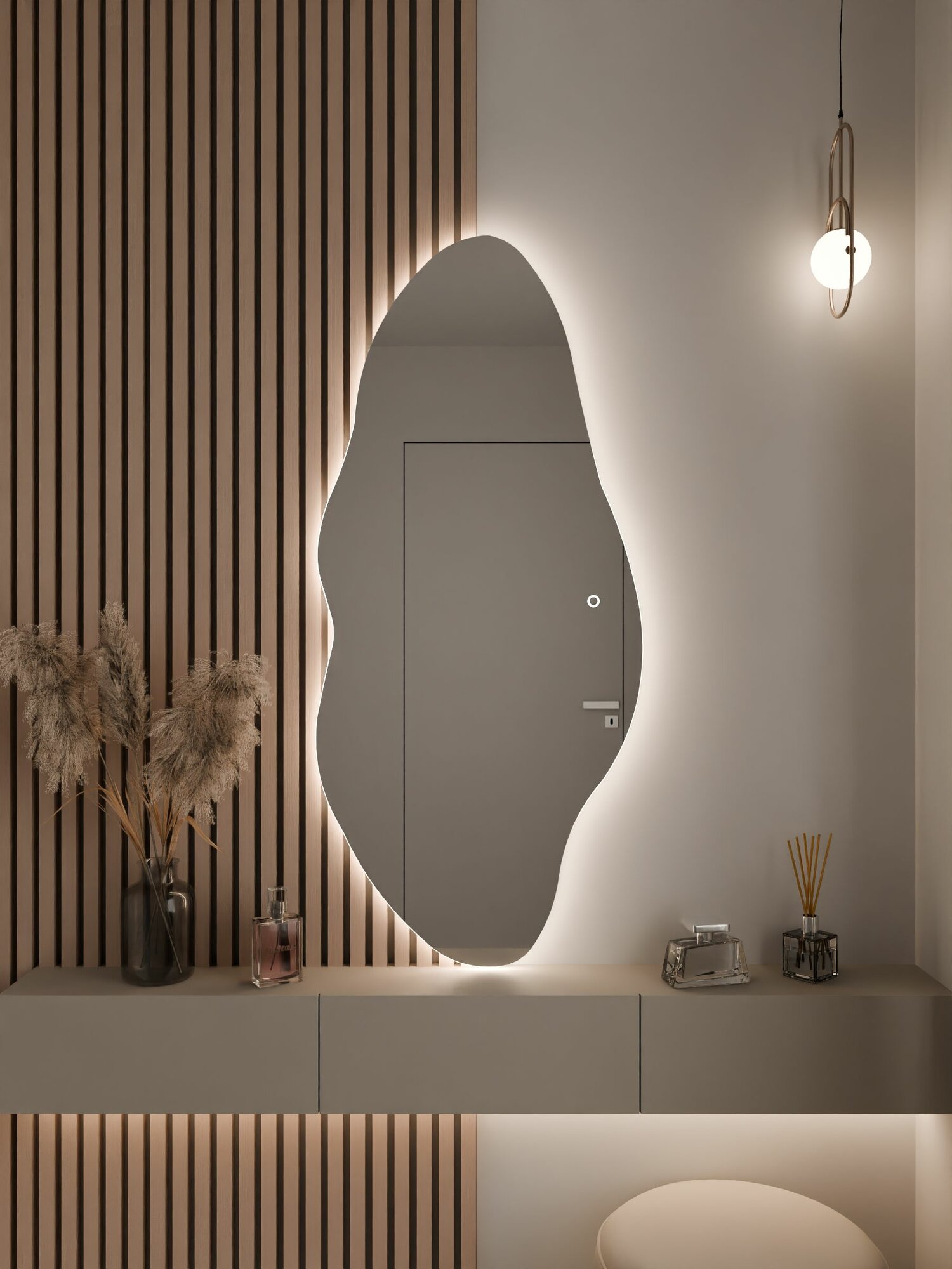 Зеркало настенное 120х55 см. сенсорное фигурное с подсветкой М4 MOONRISE