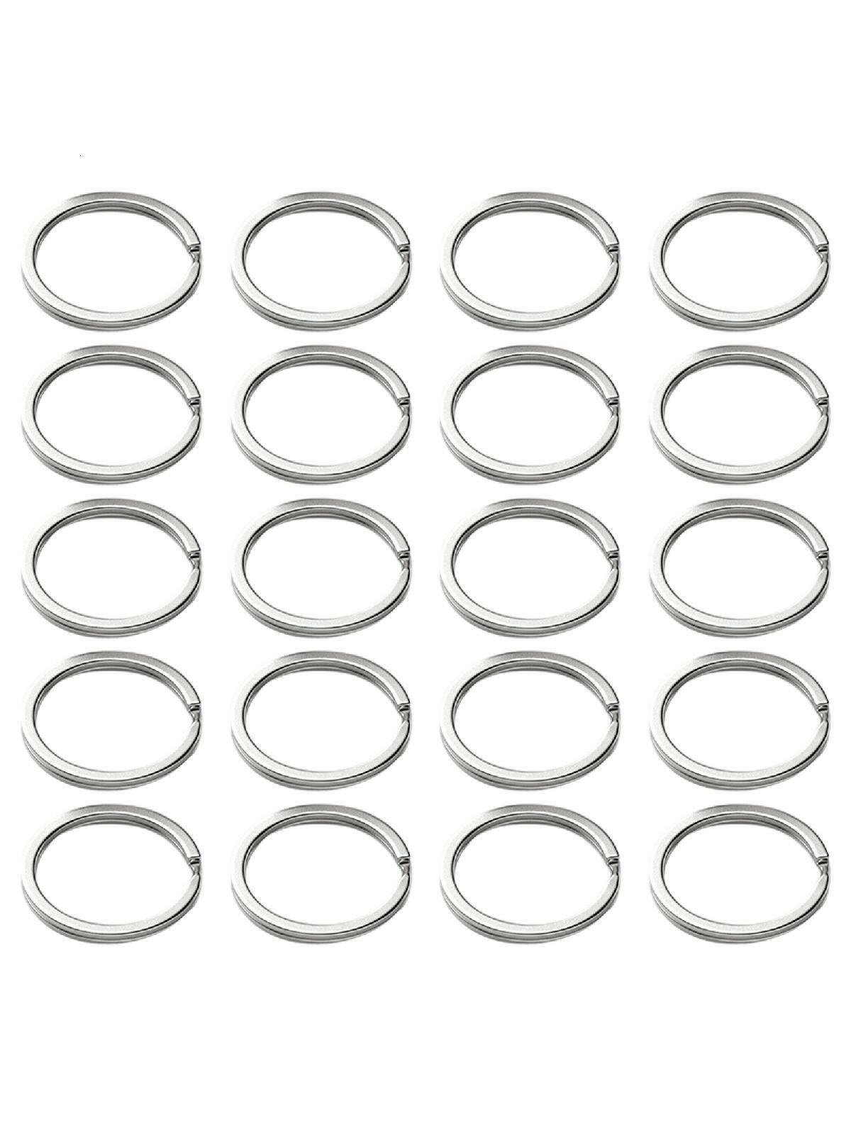 Брелокавтомобильный,1 комплект из 20 колец для ключей из нержавеющей стали круглой формы