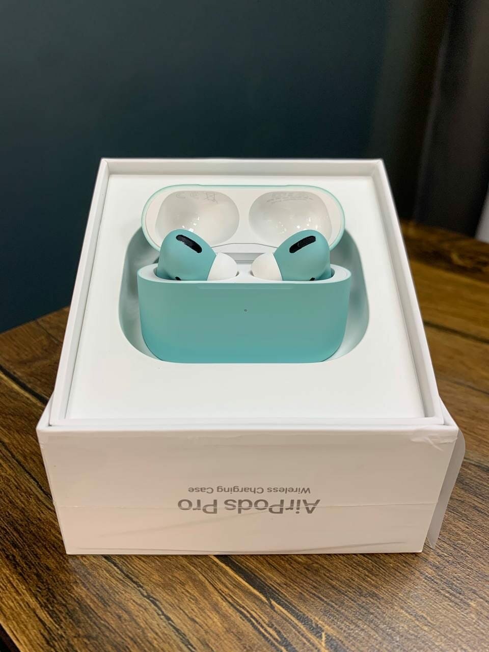 Наушники AirPods Pro 2 Color Type-C (2023) Тиффани матовый (Ral_6027)