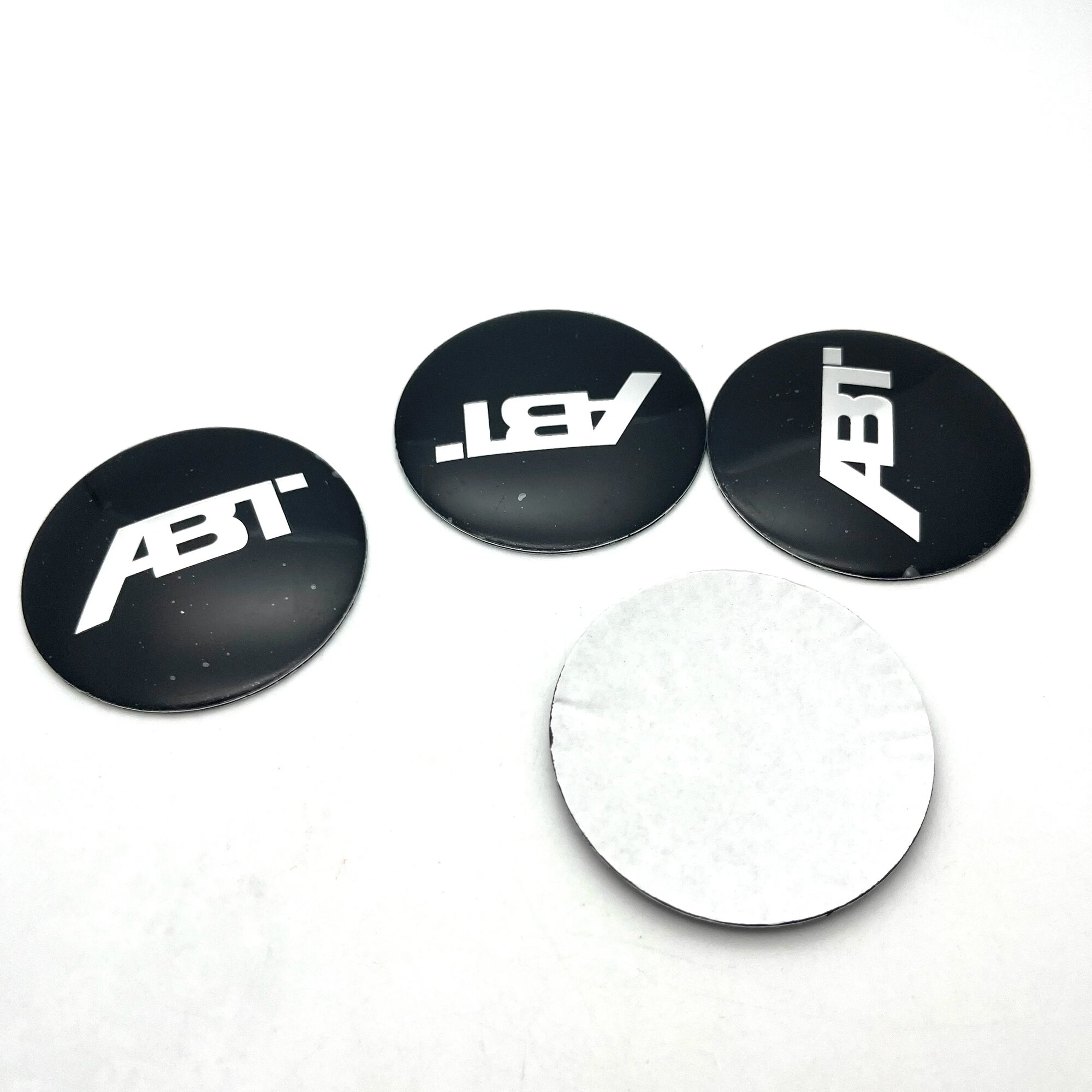 4 шт, 56 мм, 60 мм, 65 мм, центральная крышка ступицы колеса автомобиля, общие автомобильные диски, колпаки ступиц для ABT, наклейки со значками, авто модифицированные аксессуары, Black Silver, 4Pcs For abt, 60mm Black Caps