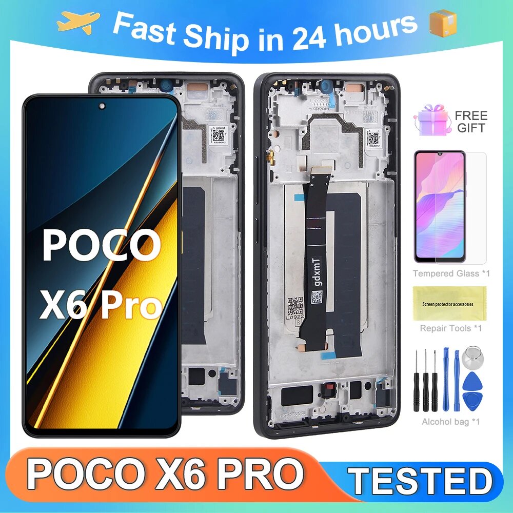 Poco X6 Pro для Xiaomi 2311DRK48G 2311DRK48I для Xiaomi POCO X6Pro ЖК-дисплей с цифровым преобразователем сенсорного экрана в сборе, замена TFT NO Frame