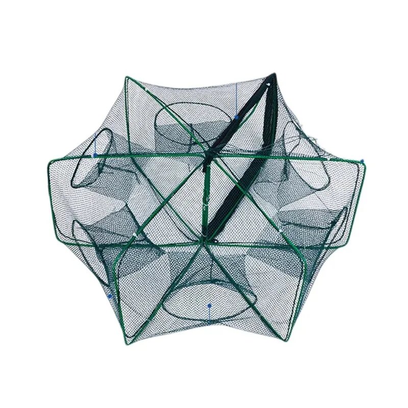 Сетка с 6/8/10 отверстиями, портативная клетка для рыболовной сети, складная ловушка для раков, литье рыбы, крабы, раков, креветок, узор, ловушки для рыбалки