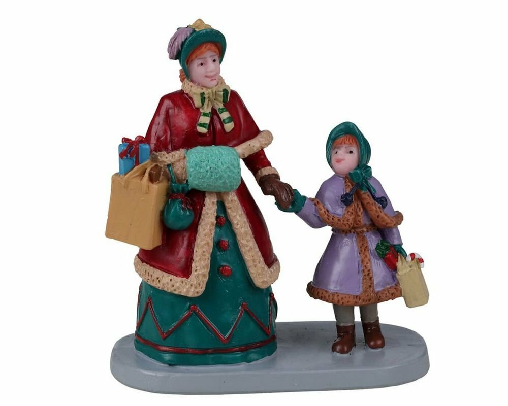 Декоративная фигурка 'С мамой за покупками', полистоун, 6 см, LEMAX 22142-lemax