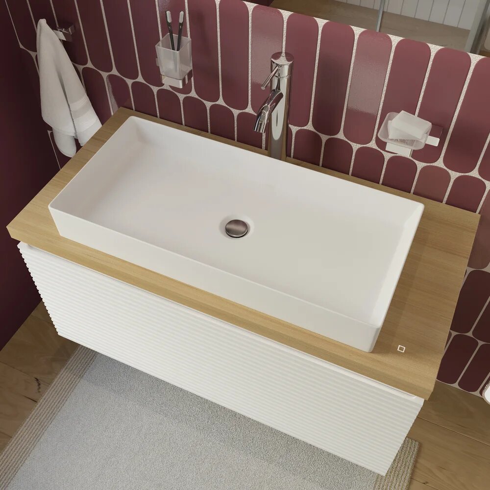 Раковина накладная STWORKI Рандерс 3075-KL 75,5 см, прямоугольная, фаянсовая, раковина для ванной, белая