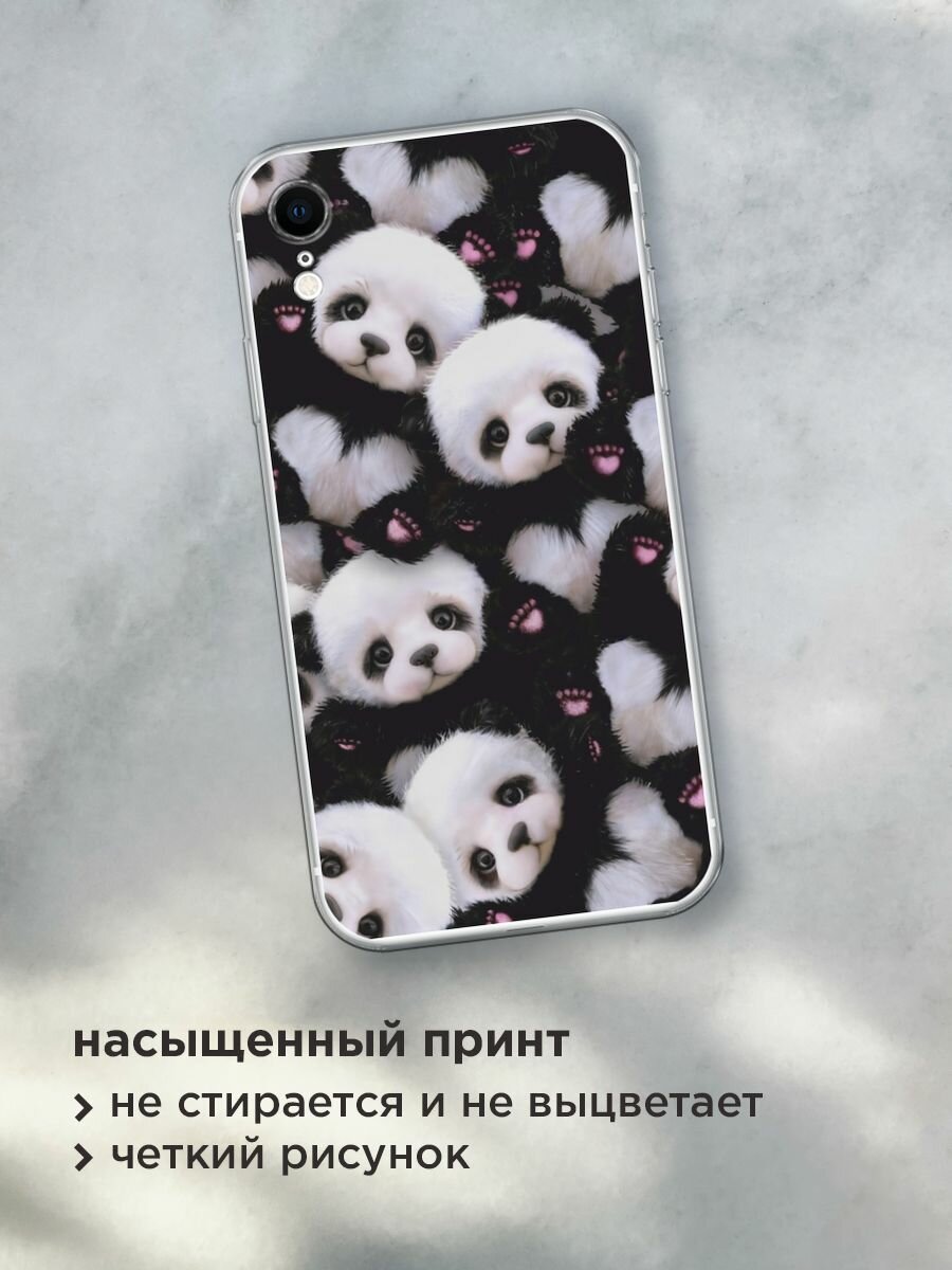 Силиконовый чехол на Apple iPhone XR / Айфон XR с принтом "Море панд" — фото 1