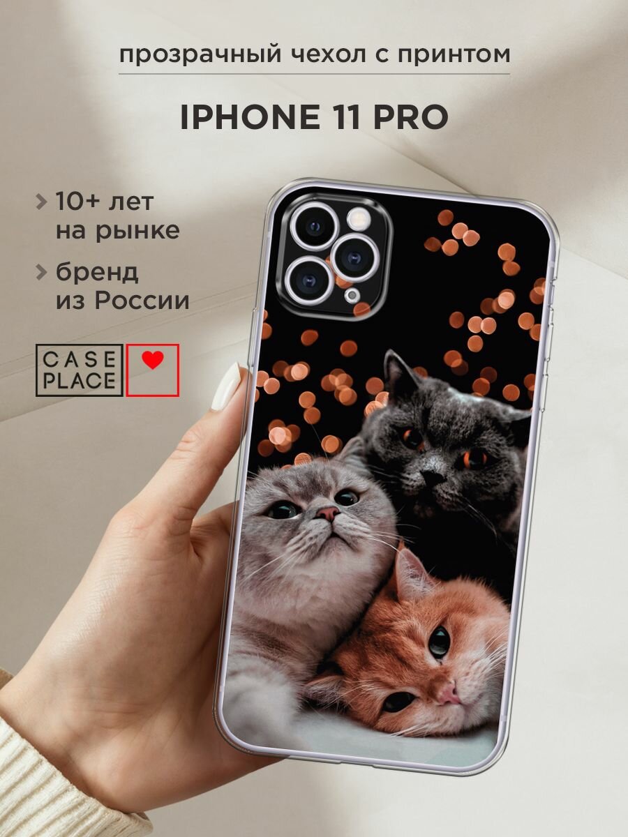 Чехол на Apple iPhone 11 Pro / Айфон 11 Про с принтом "Кошачьи обнимашки"