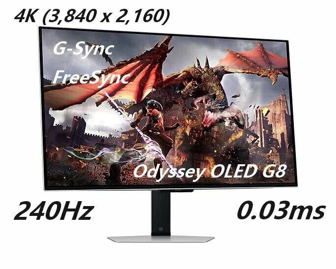 Samsung 32" Монитор Odyssey OLED G8 S32DG802SC, серебристый, хром