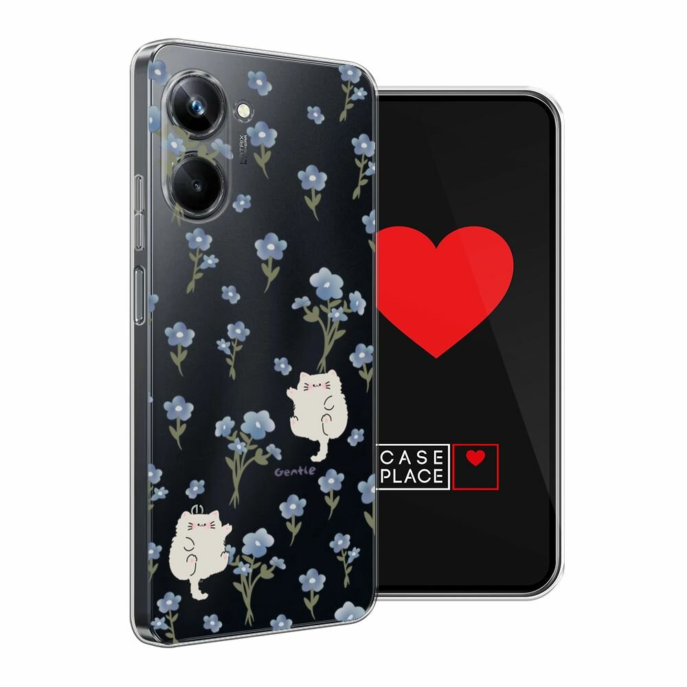Чехол на Realme 10 Pro / Реалми 10 Про с принтом "Gentle cats", прозрачный — фото 1