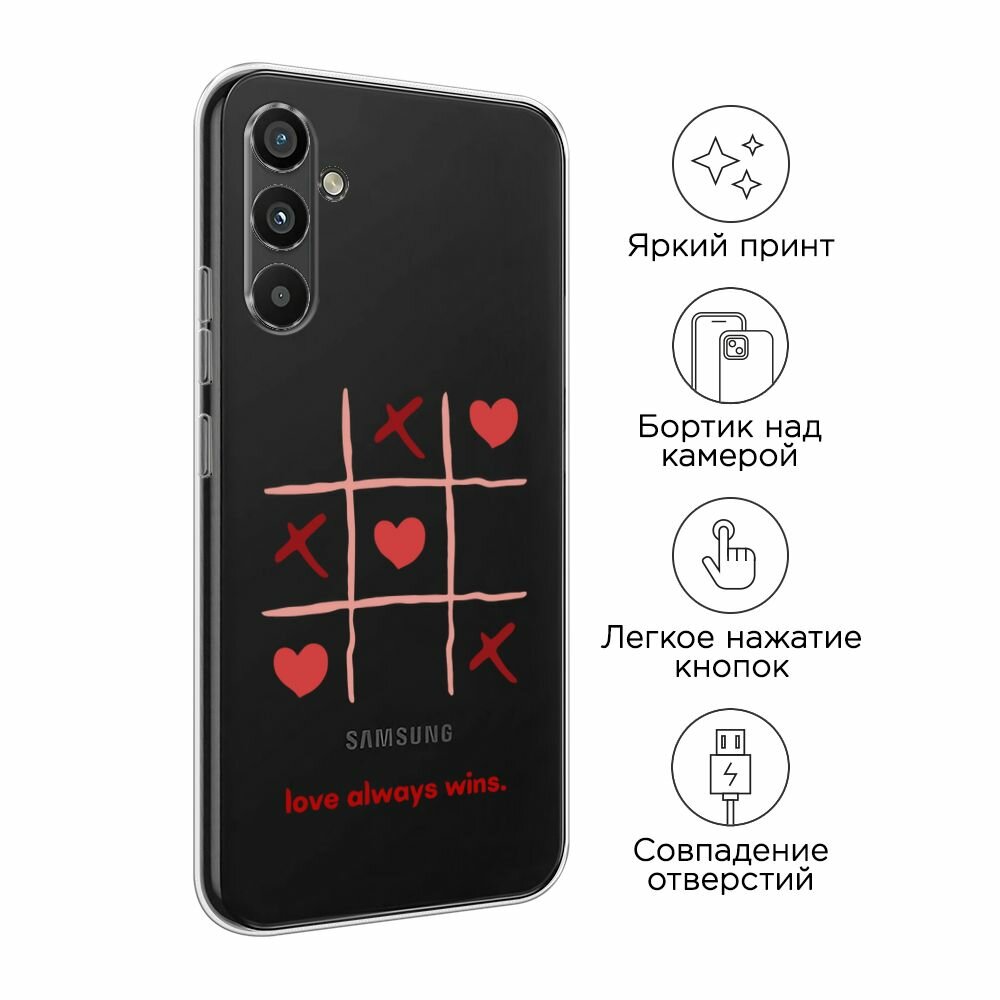 Чехол на Samsung Galaxy A34 / Самсунг A34 с принтом "love always wins - 14 февраля", прозрачный — фото 1