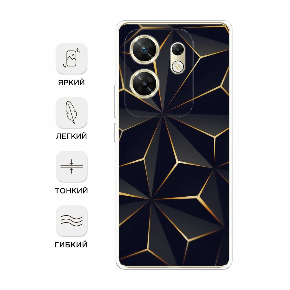 Чехол на Infinix Zero 30 4G / Инфиникс Зеро 30 4G с принтом "Черные полигоны" — фото 1