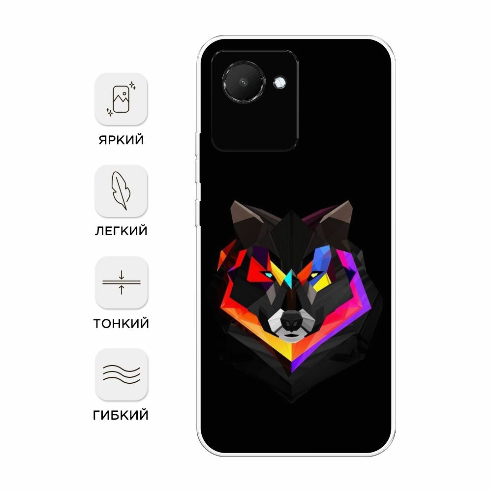 Чехол на Realme C30 / Реалми C30 с принтом Геометрический яркий волк — фото 1