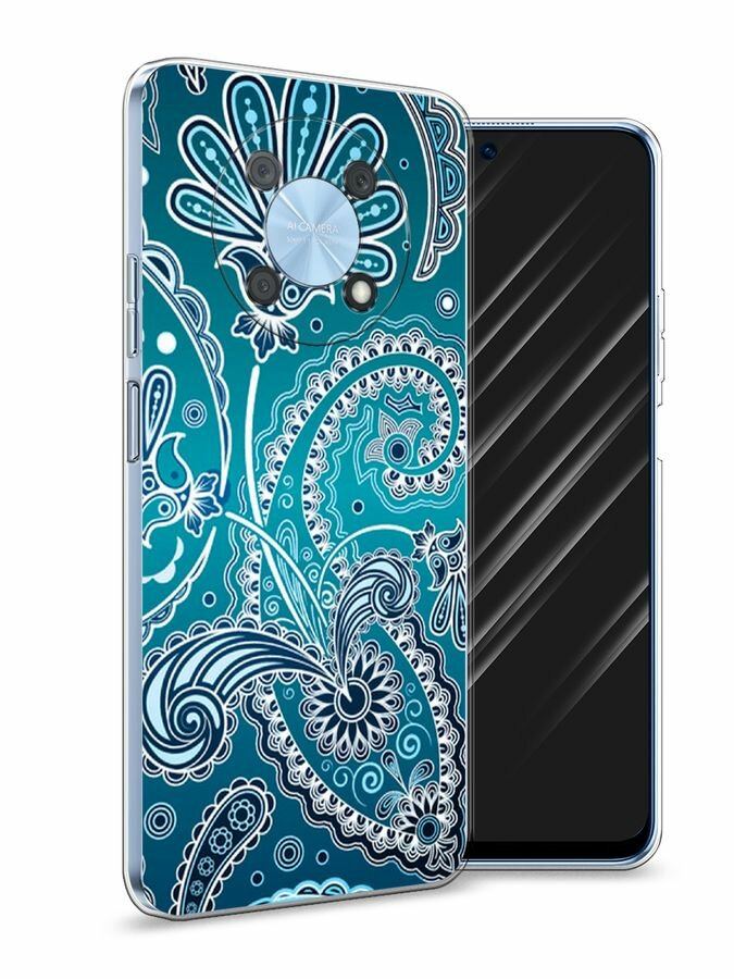 Чехол на Huawei Nova Y90 / Хуавей Нова 90 с принтом "Узоры на синем"
