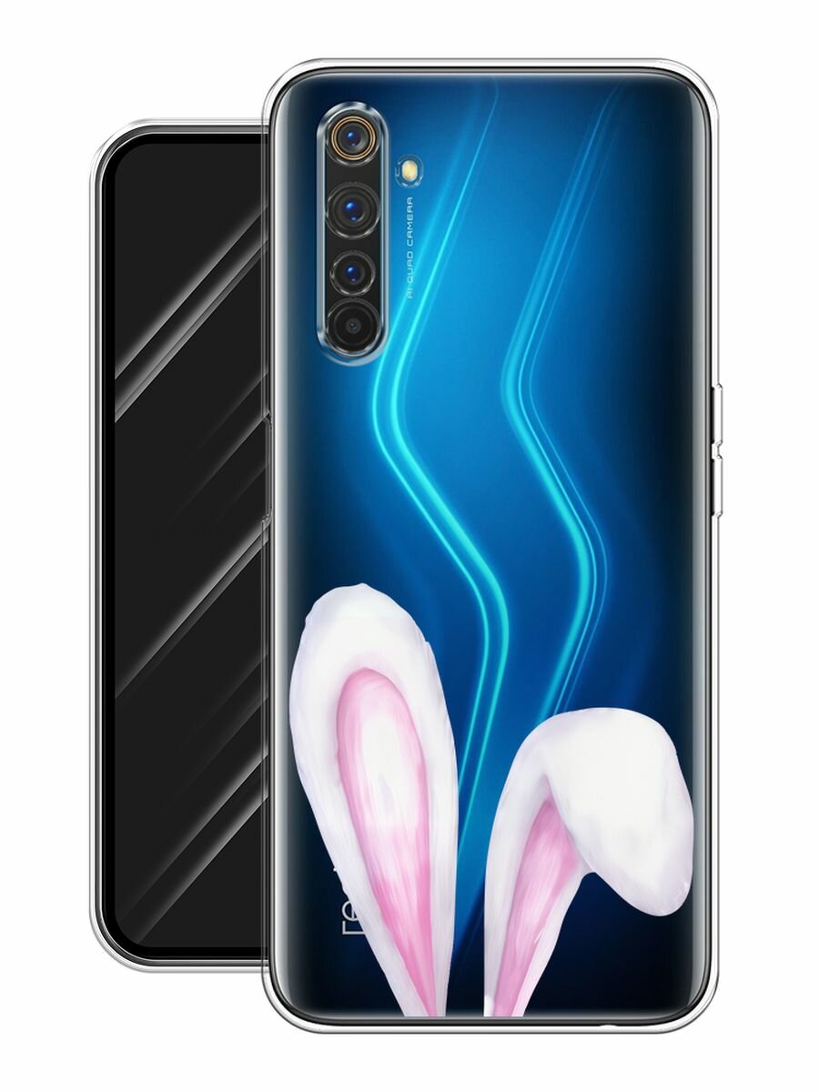Чехол на Realme 6 Pro / Реалми 6 Про с принтом "Кроличьи уши 2", прозрачный — фото 1