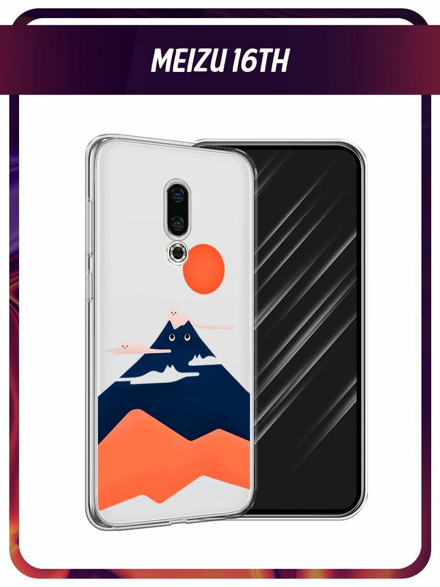 Чехол на Meizu 16th / Мейзу 16th с принтом "Кот-гора", прозрачный