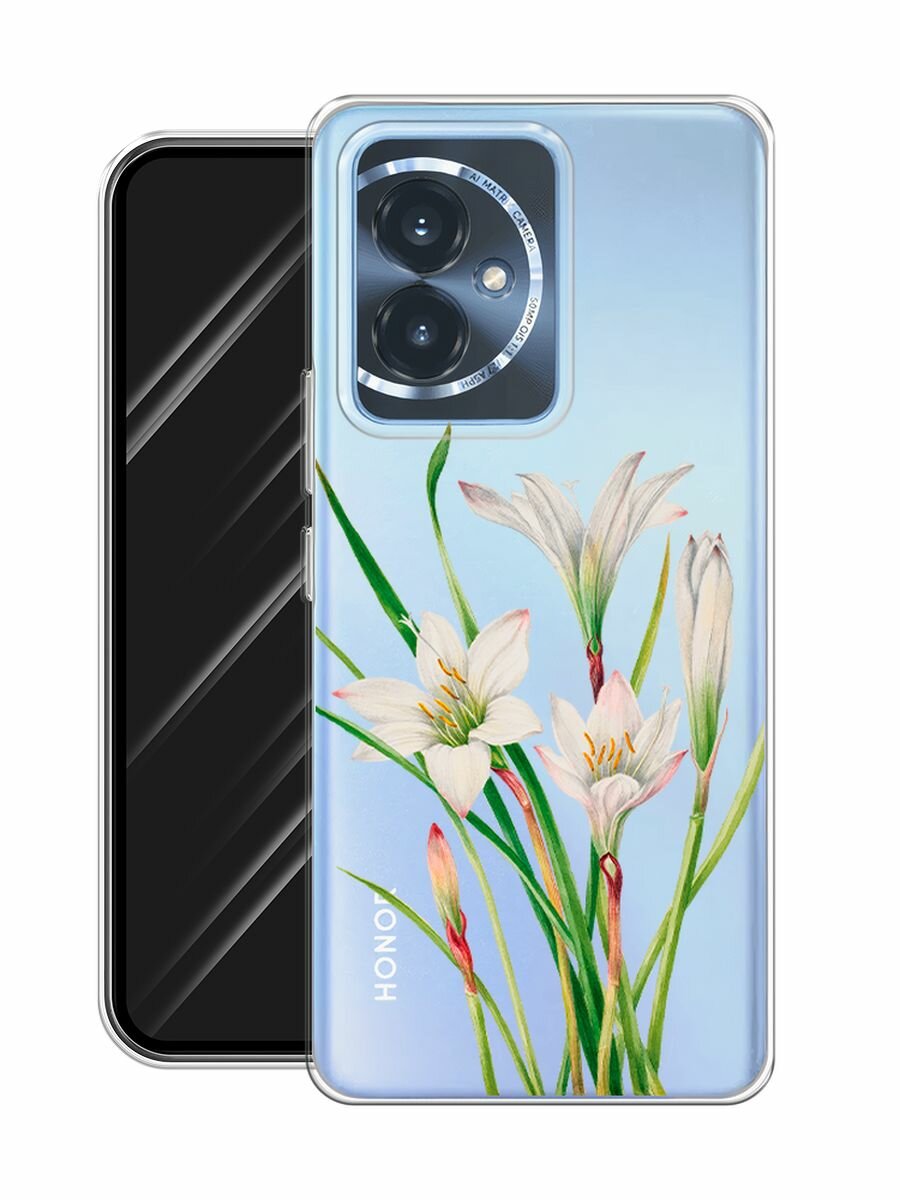 Чехол на Honor 100 / Хонор 100 с принтом "White lily", прозрачный — фото 1