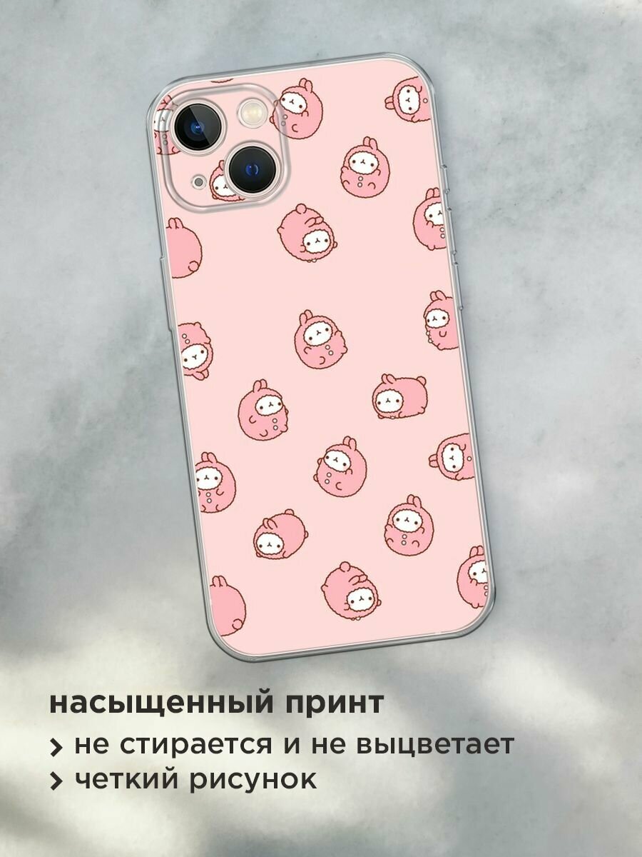 Чехол на Apple iPhone 13 / Айфон 13 с принтом "Зайчики в капюшонах" — фото 1