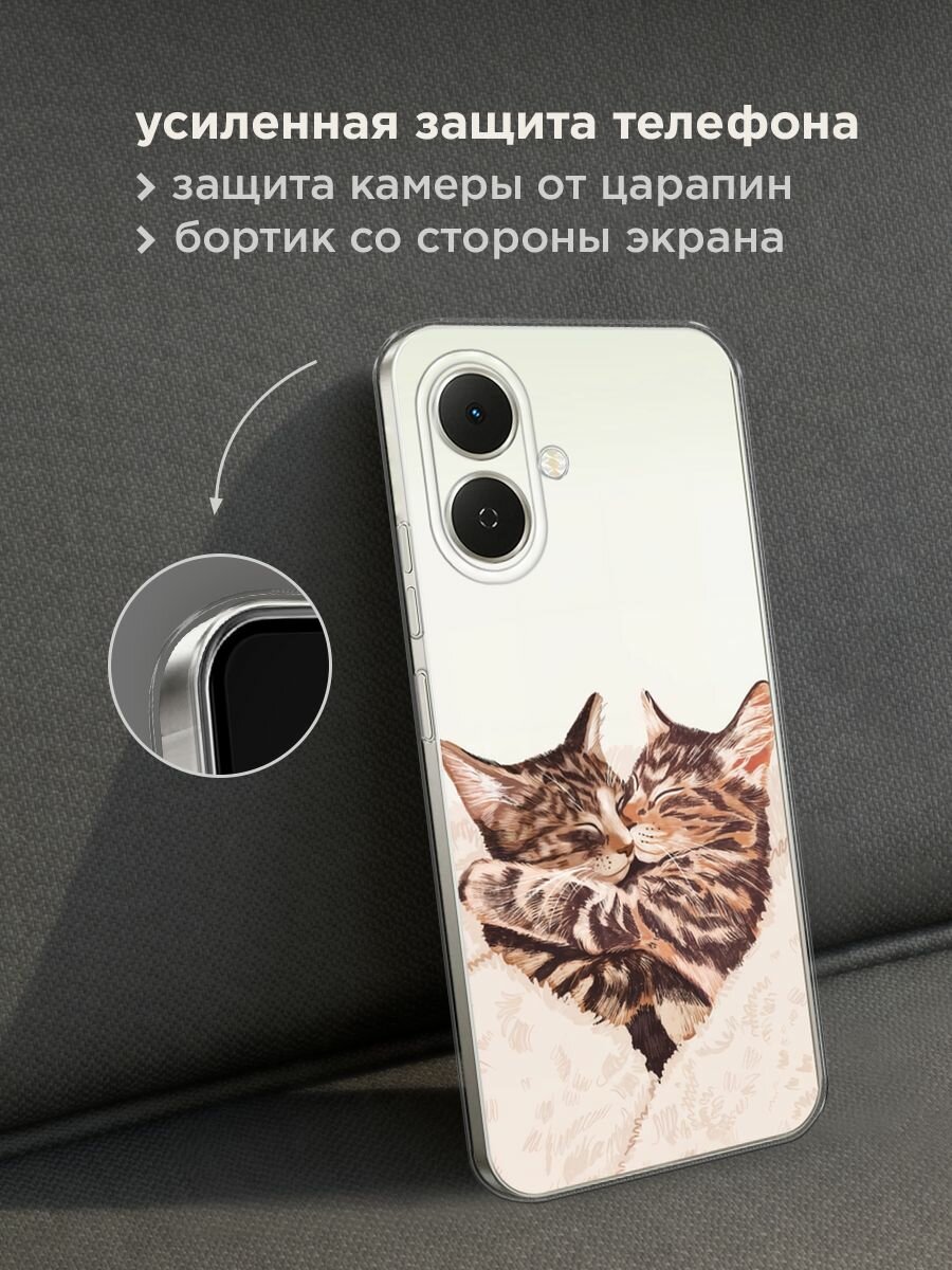 Чехол на Tecno Spark Go 2 / Текно Спарк Го 2 с принтом "Влюбленные котейки - 14 февраля" — фото 1