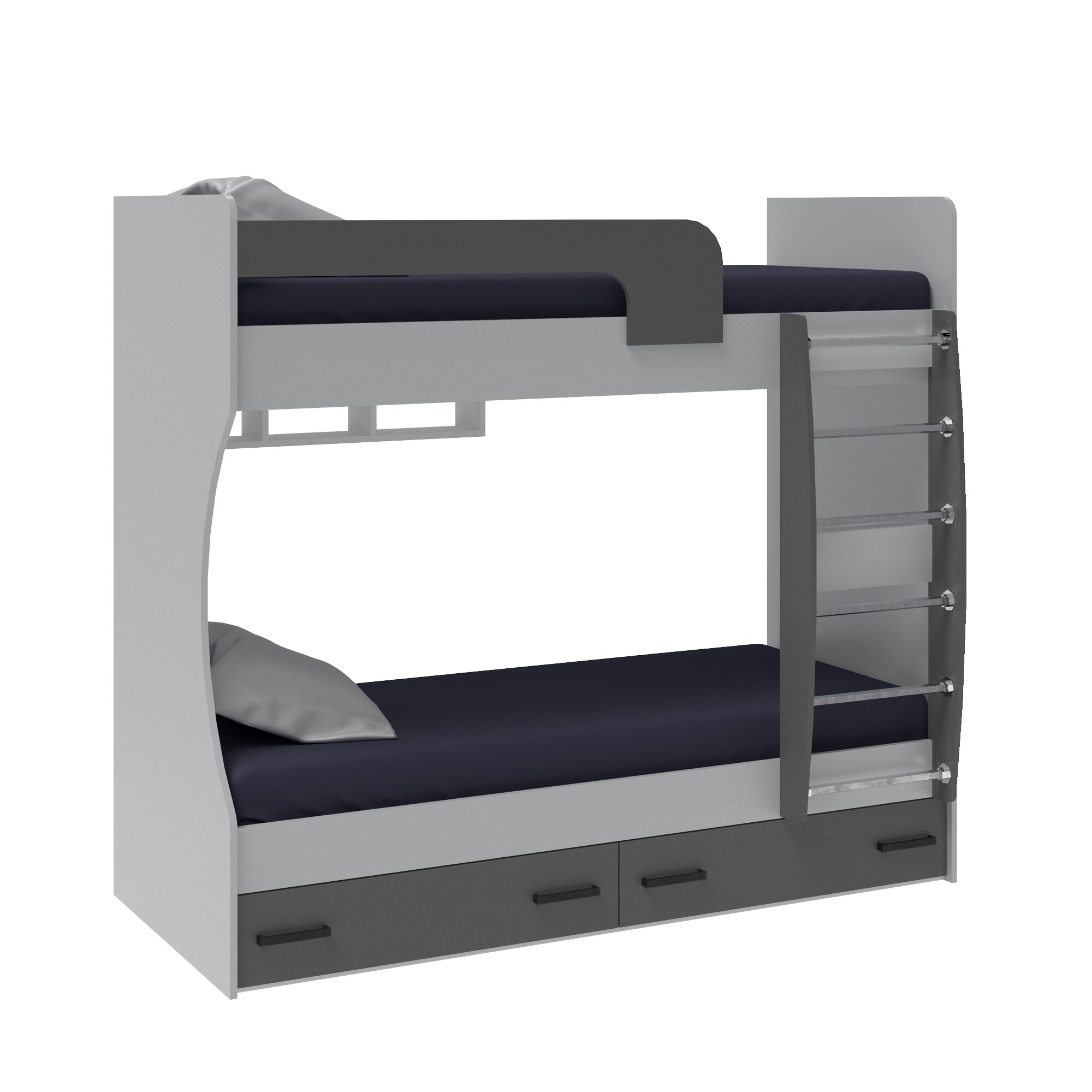 Спальня Лючия кровать двойная камень серый/графит серый (Микон)