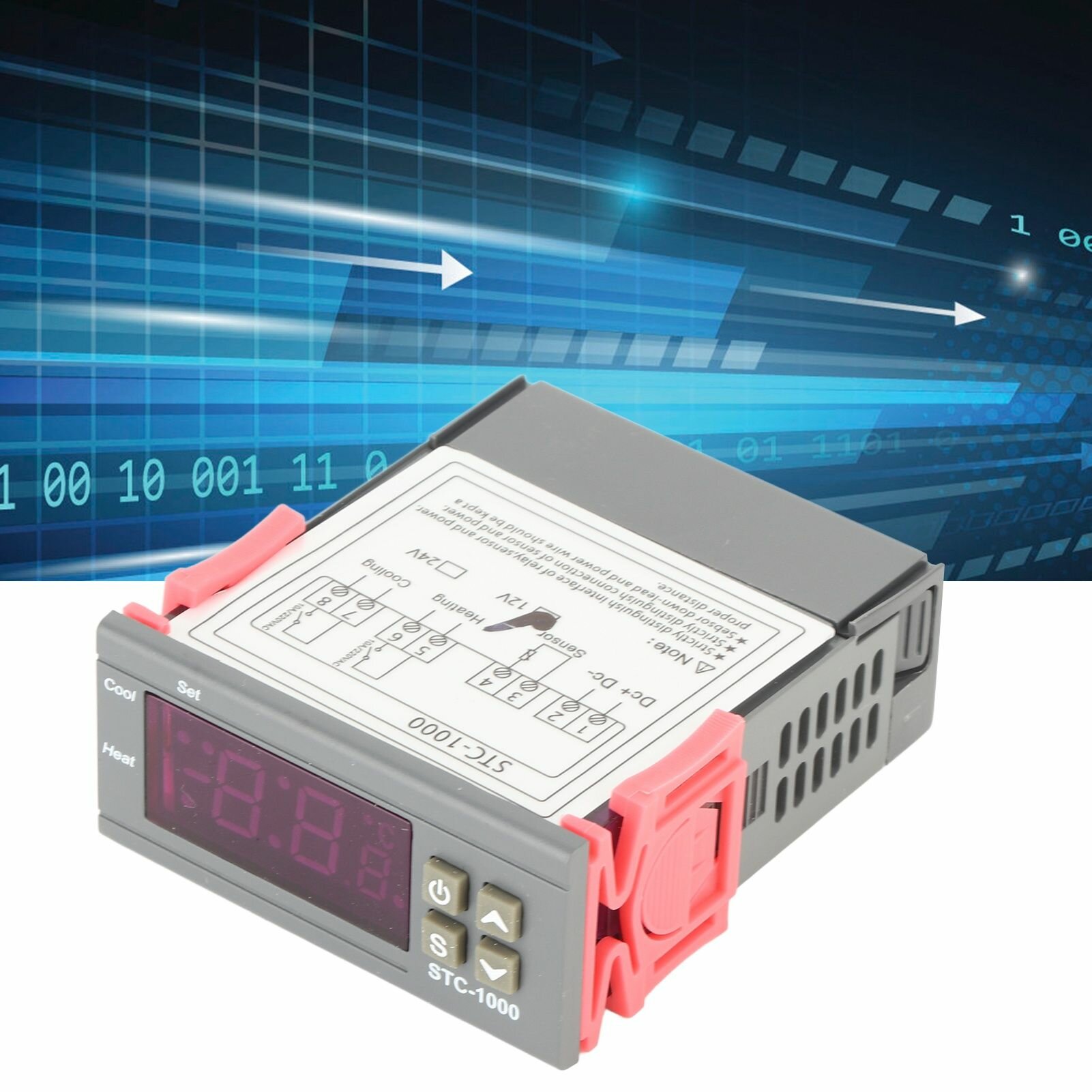 Цифровой регулятор температуры, термостат охлаждения и нагрева с датчиком NTC STC-100012V