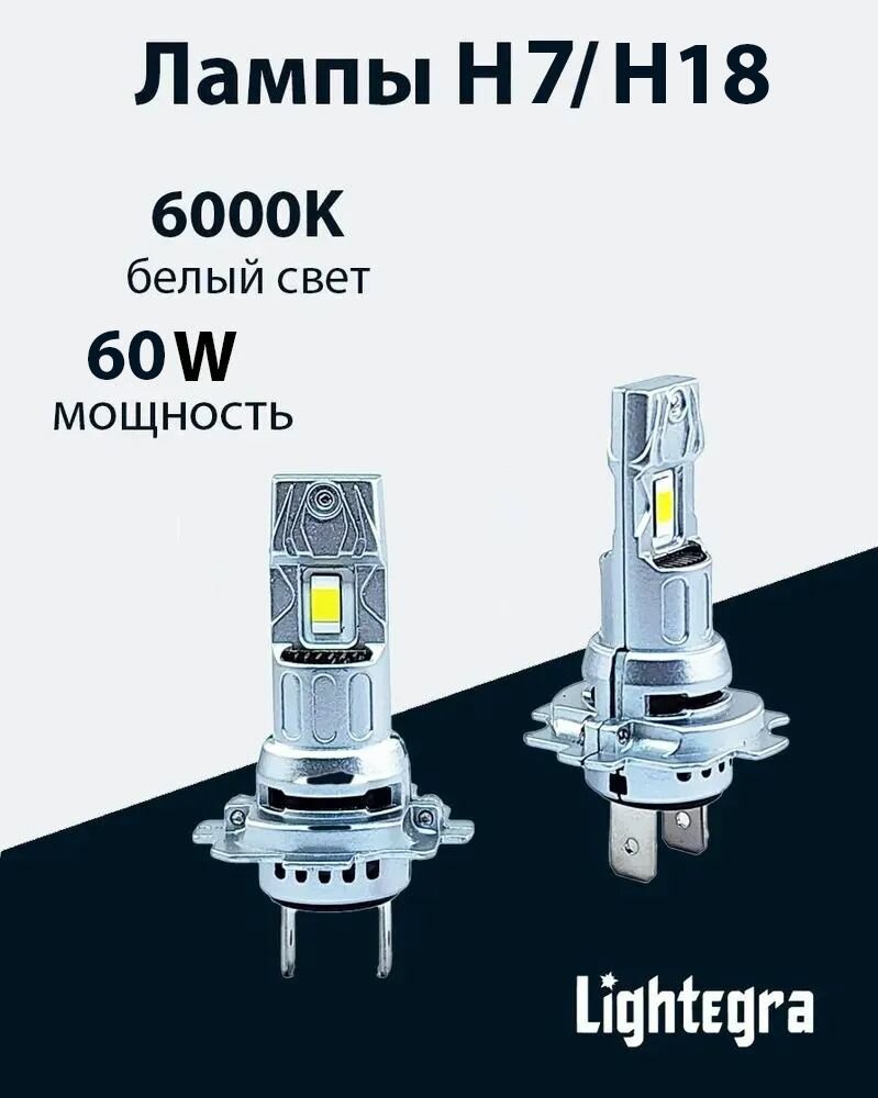 Светодиодные лампы H7 (H18). С турбовентилятором. Серия B1. 12-24 Вольт. 60 Вт
