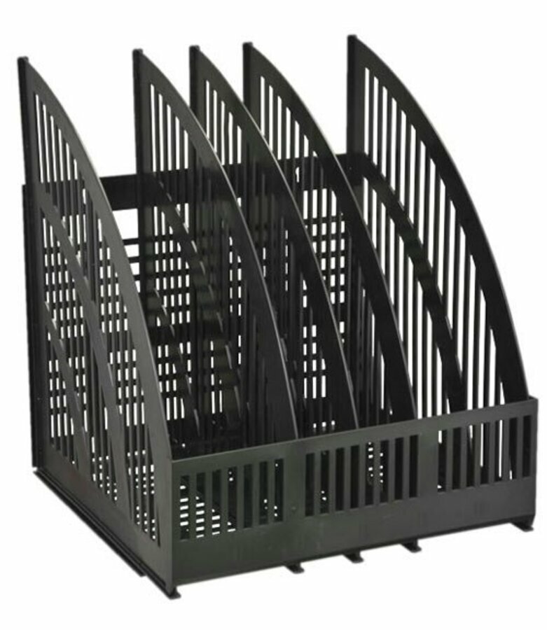 Лоток вертикальный пластик А4 250мм 4отд. черный настенный сборный Line СТАММ ЛТ456/ЛТВ-01473