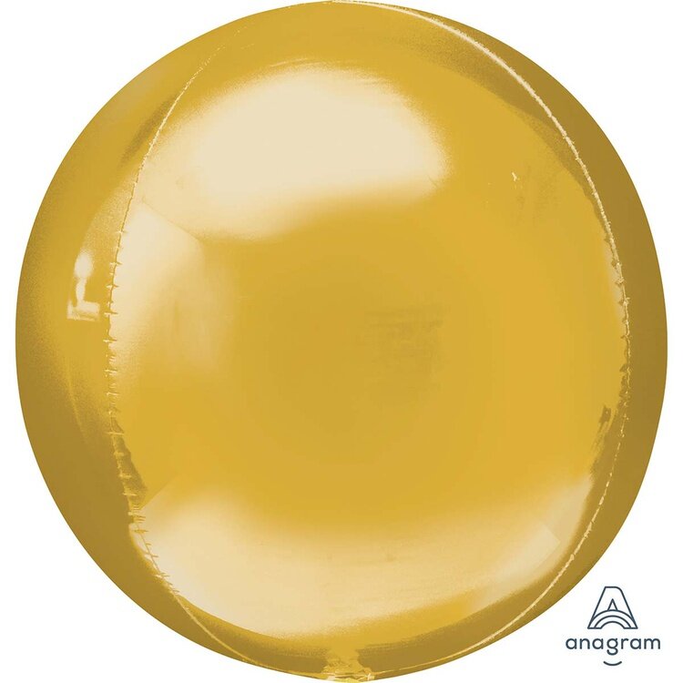 Воздушный шар Anagram 3D сфера, без рисунка, 21" Металлик Gold