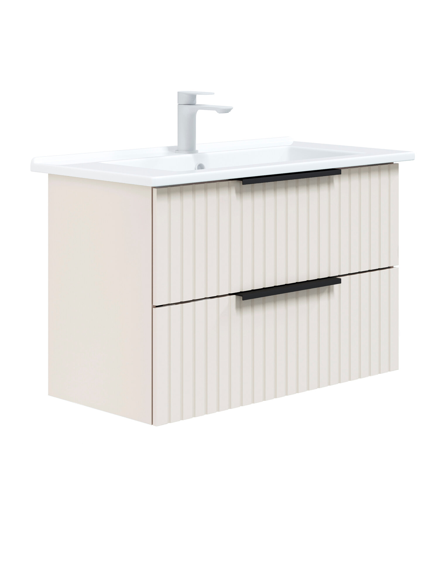 Тумба под раковину Divas Оскар 85, бежевая, МДФ, подвесная, с доводчиком