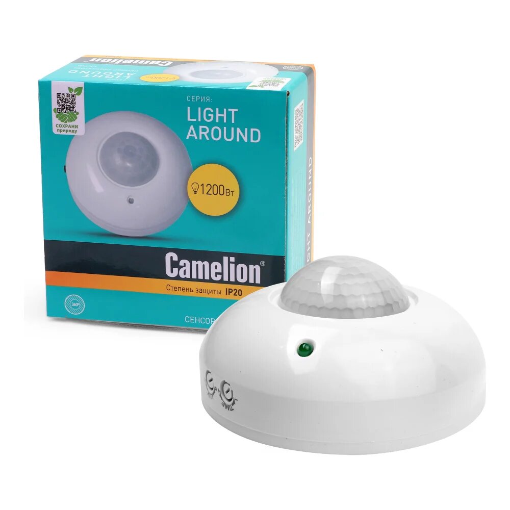 Датчик движения для включения освещения Camelion LX-20B, 6440, инфракрасный потолочный датчик с корпусом защита уровня