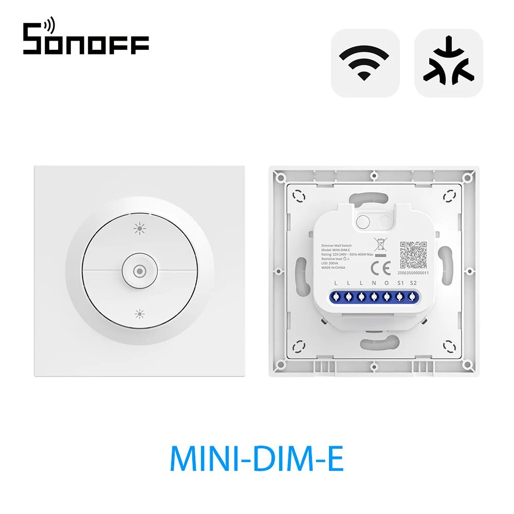 SONOFF MINI-DIM-E Matter через диммер Wi-Fi, настенный переключатель серии Fusion Orb-DIM, адаптивное плавное затемнение, система обслуживания