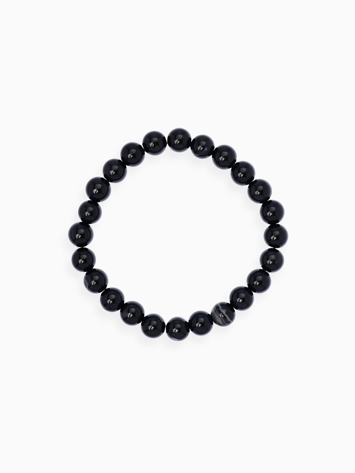 Браслет из бусин «Агат», d=5.5 см, шар №8, чёрный