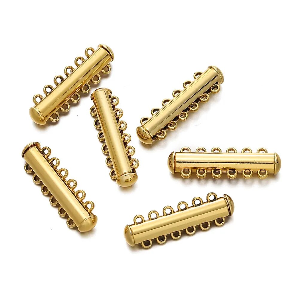 Замок/ застежка слайдер для украшений 5 шт, Для многорядных браслетов. размер 10.5x20 мм, цвет золото.