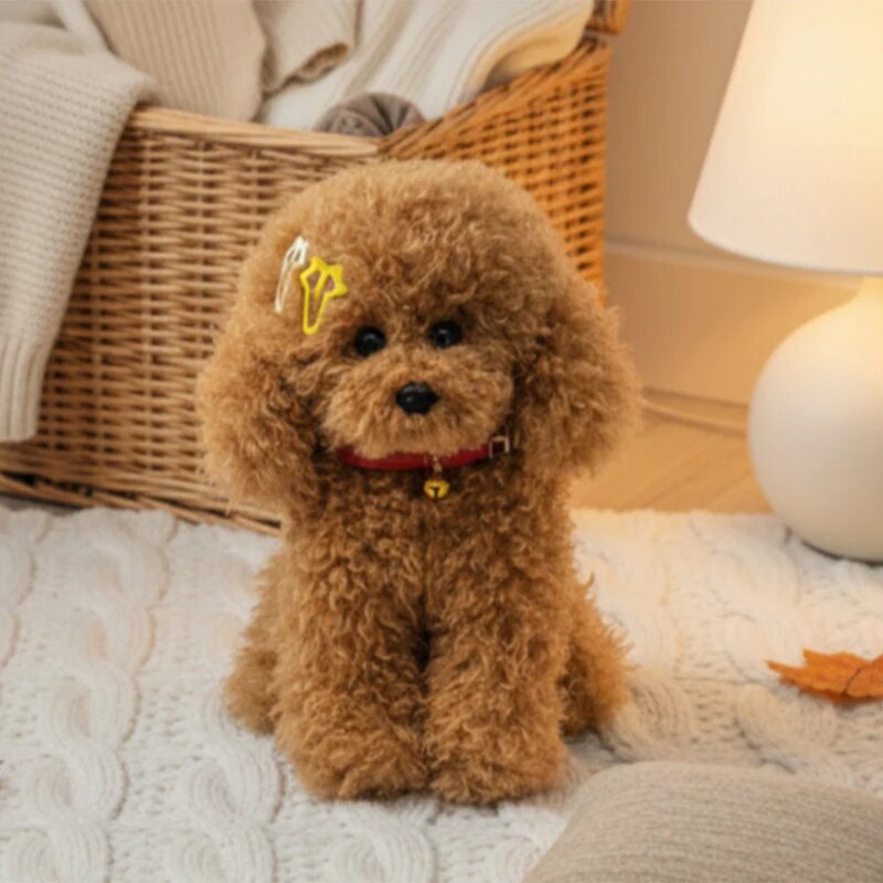 Реалистичный плюшевый пудель, 30/35/40 см Коричневый, brown, 30cm