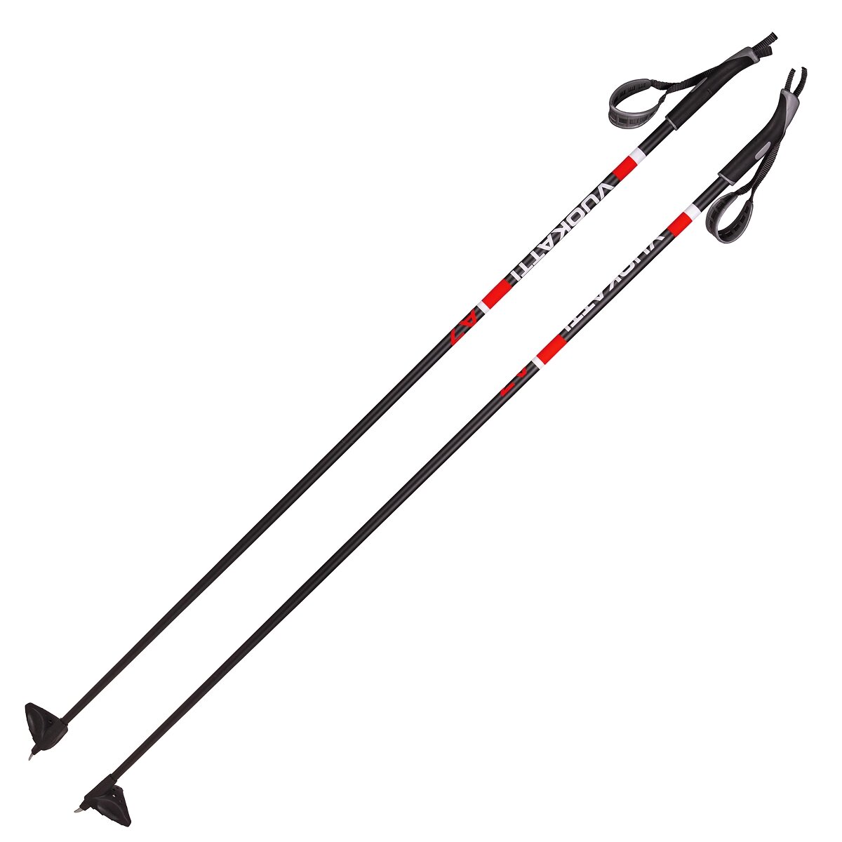 Лыжные палки VUOKATTI Black/Red, 135 см, 100% стекловолокно, черный/красный