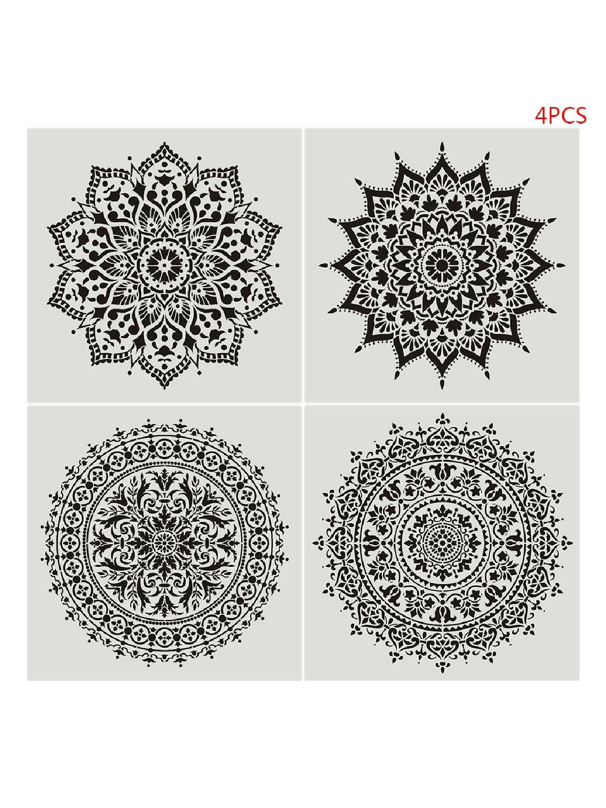 Настенная роспись с цветочным трафаретом 4шт Шаблон для рисования своими руками для напольной плитки Funiture Decor