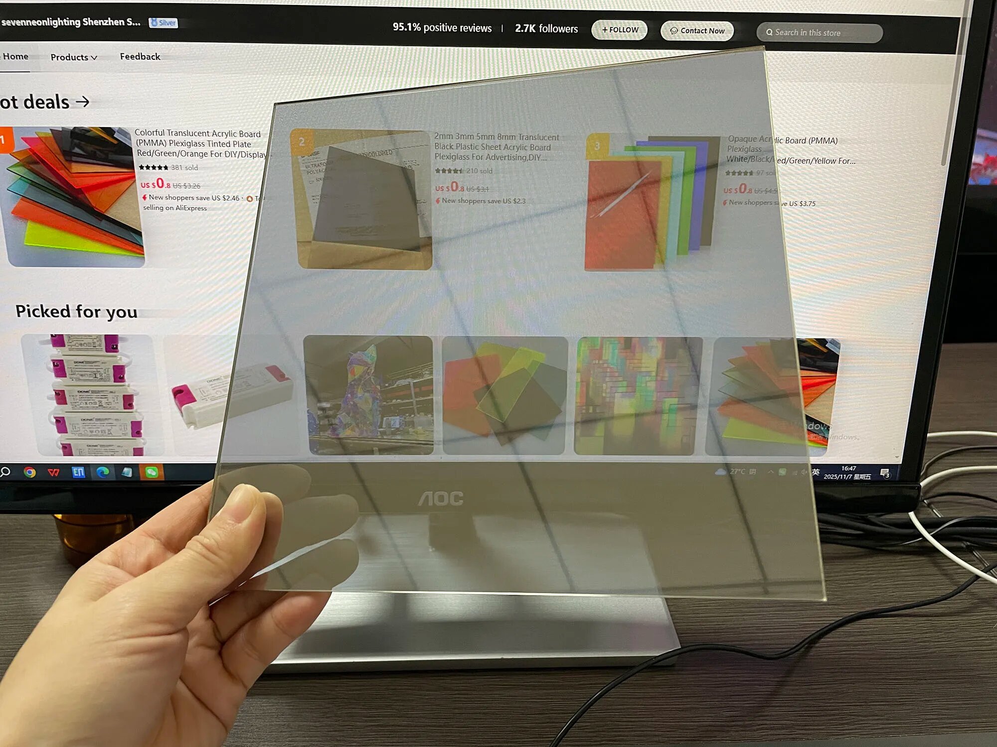 Двустороннее акриловое зеркало 1Piece Per Pack, 200x200x2.6mm