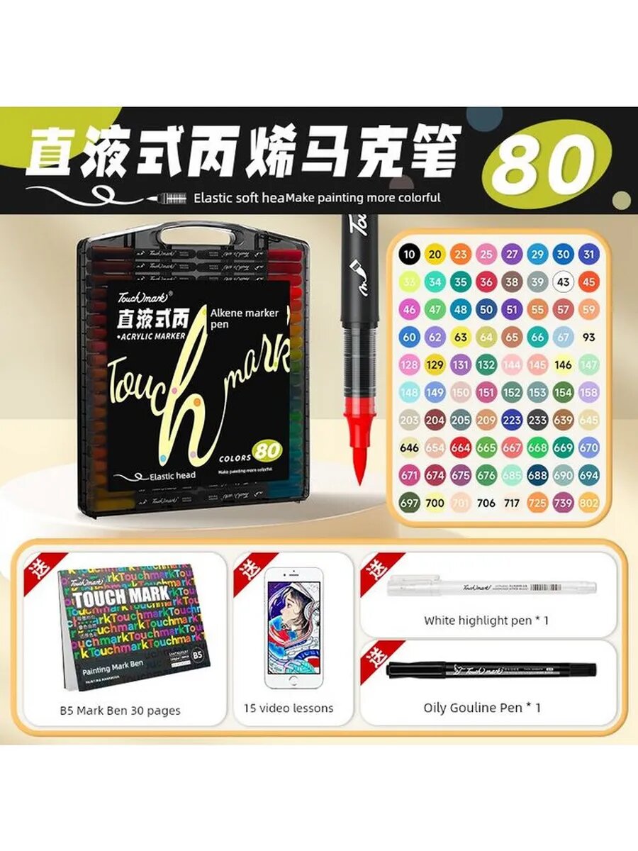 Набор маркеров (80 цветов + комплект — черная коробка)